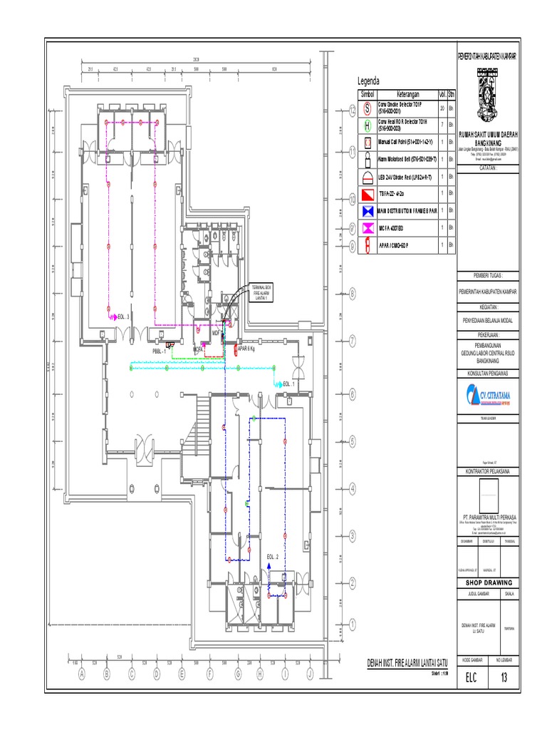 Denah Instalasi Fire Alarm RSUD Bangkinang | PDF