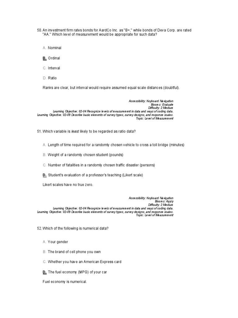 Test Bank Final Shortened | PDF | Sampling (Statistics) | Level Of ... Test Bank Final Shortened | PDF | Sampling (Statistics) | Level Of ...