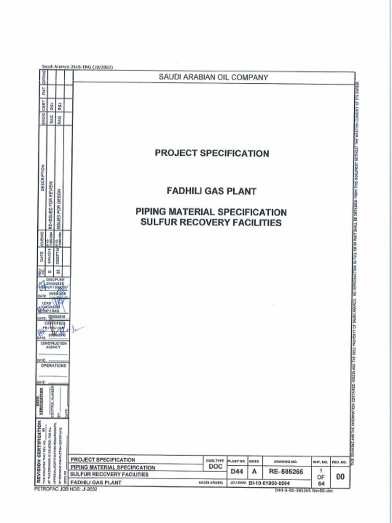 Piping Material Specification Document | PDF
