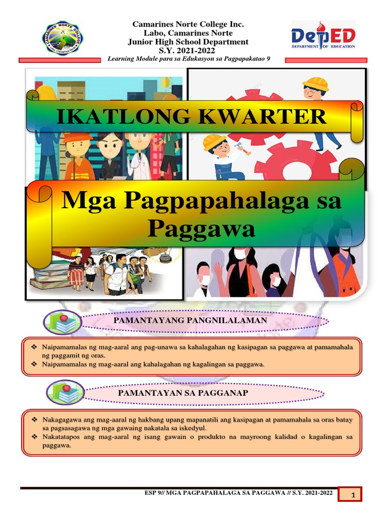 Esp 9 Modules Q3 Sy 2021-22 | PDF