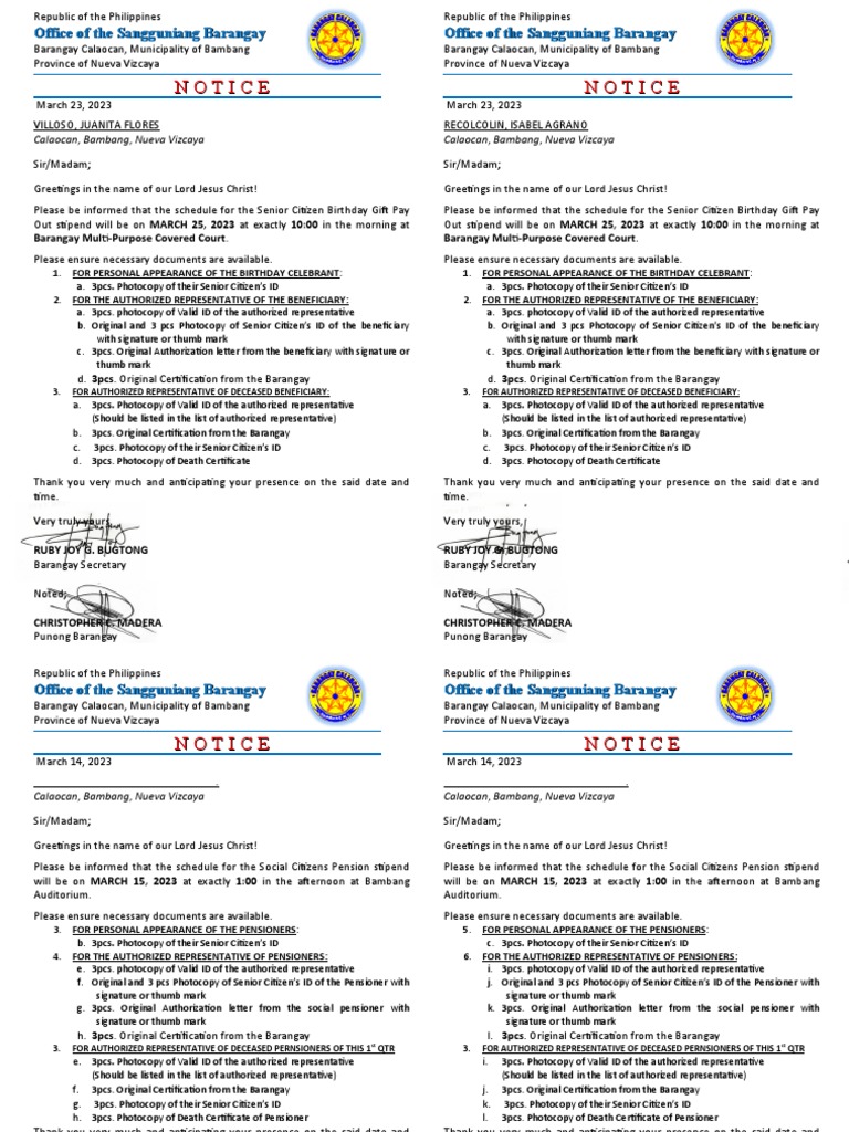 NOTICE SENIOR CITIZEN | PDF