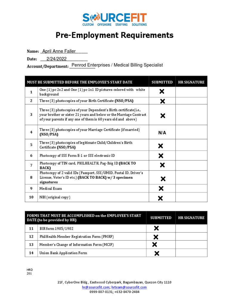 Pre-Employment Requirements | PDF | Identity Document | Government