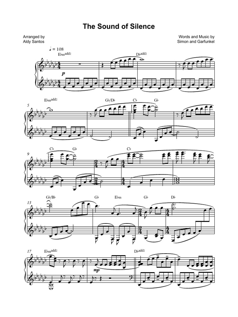 The Sound of Silence Simon and Garfunkel | PDF
