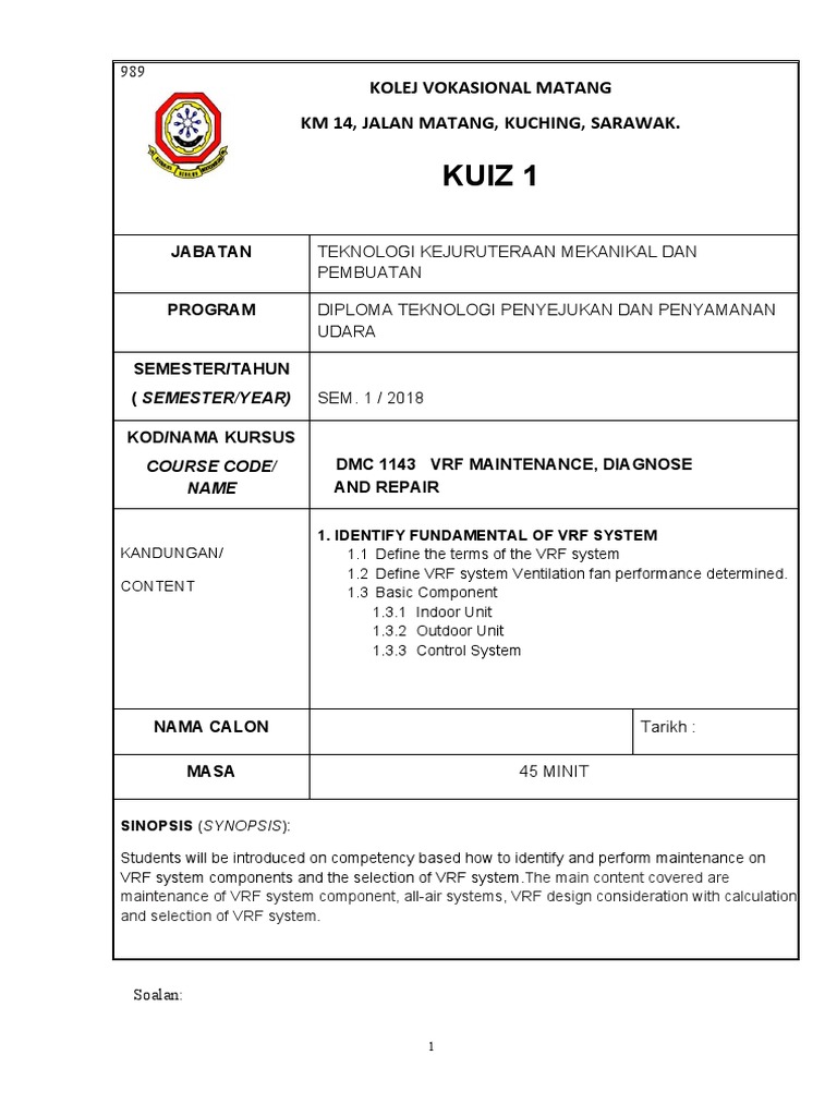 KUIZ 1 (Set A) | PDF