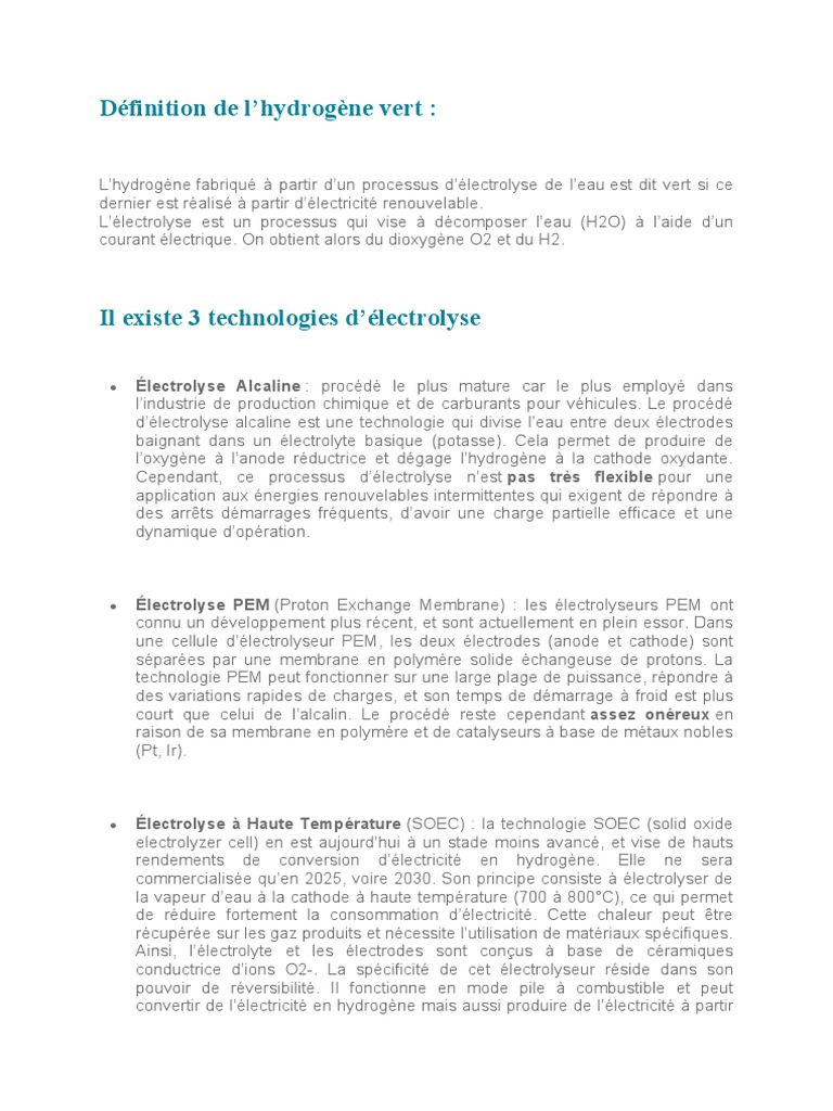 Définition De L Hydrogène Vert Pdf Hydrogène écomobilité