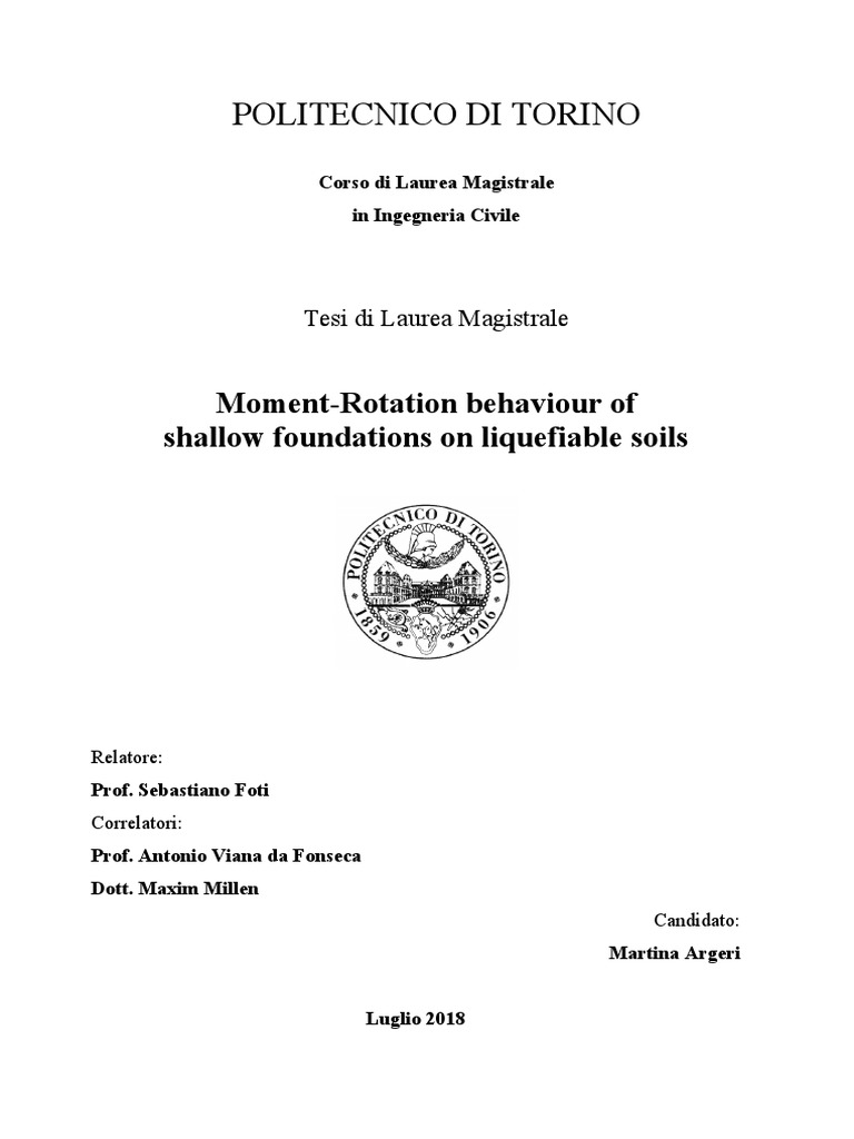 Moment-Rotation Behaviour of Shallow Foundations On Liquefiable Soils ... Moment-Rotation Behaviour of Shallow Foundations On Liquefiable Soils ...