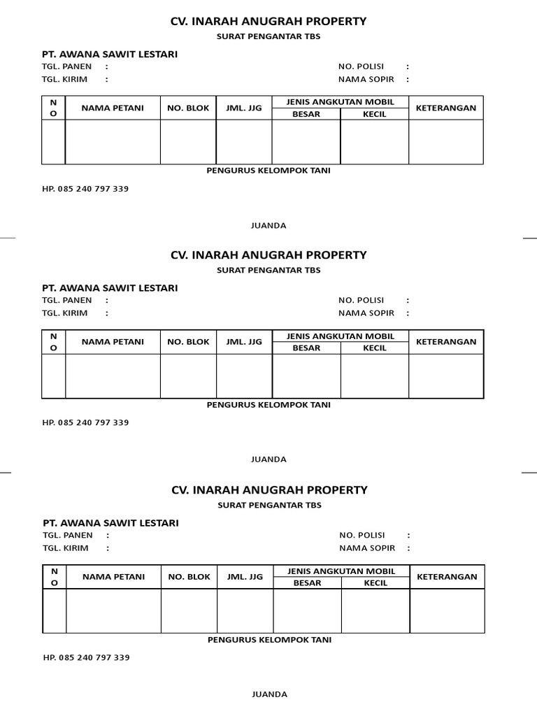 NOTA CV. INARAH | PDF