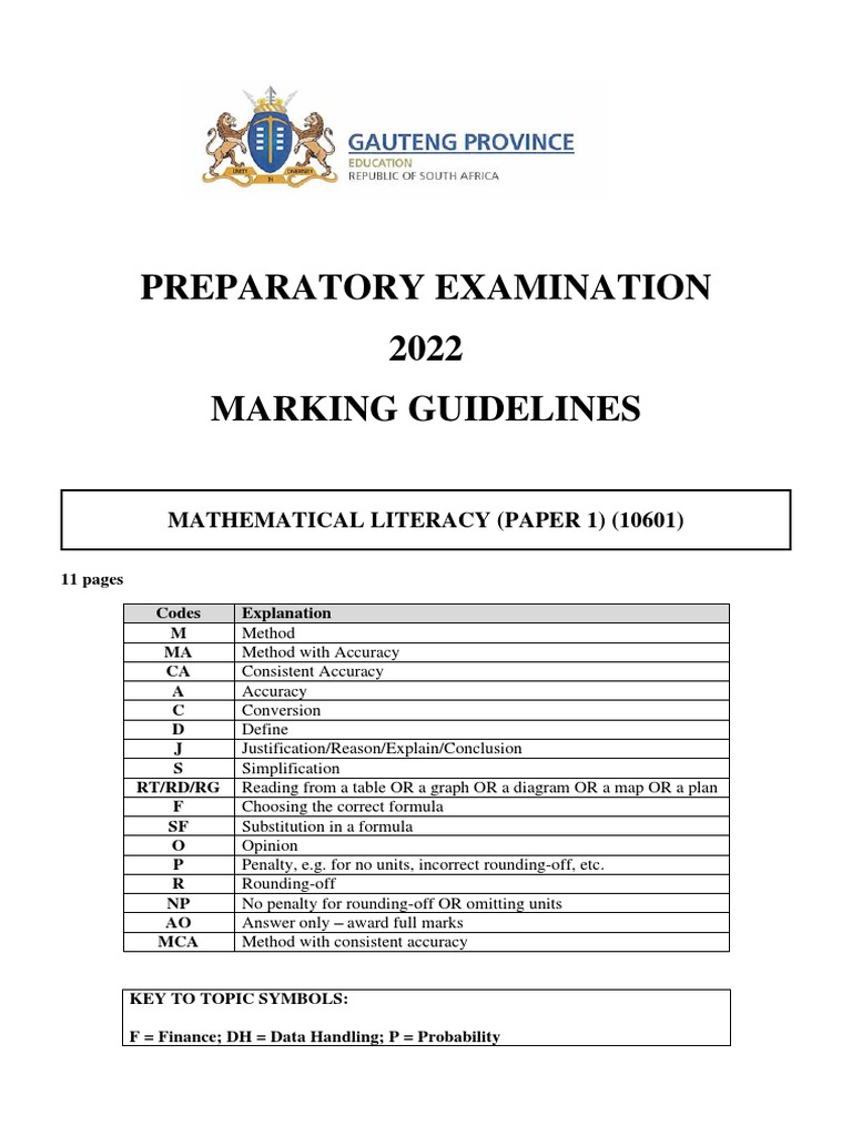 Maths Lit P1 Eng Memo Final | PDF Maths Lit P1 Eng Memo Final | PDF