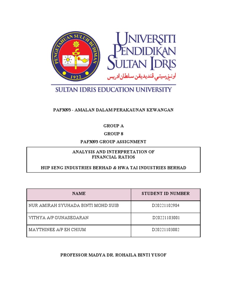 PAF3093 Group Assignment (Financial Statement Analysis) | PDF | Revenue ...