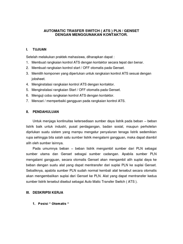 Rangkaian ATS dengan Kontaktor | PDF