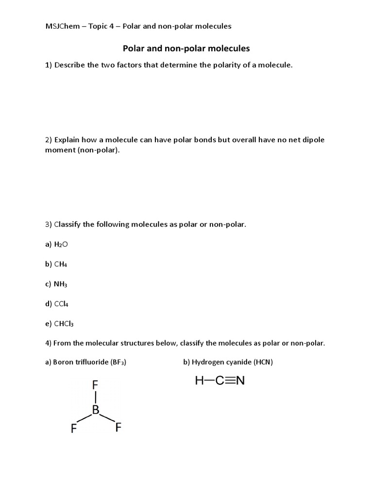 Topic 4 Polar and Non-Polar Molecules | PDF