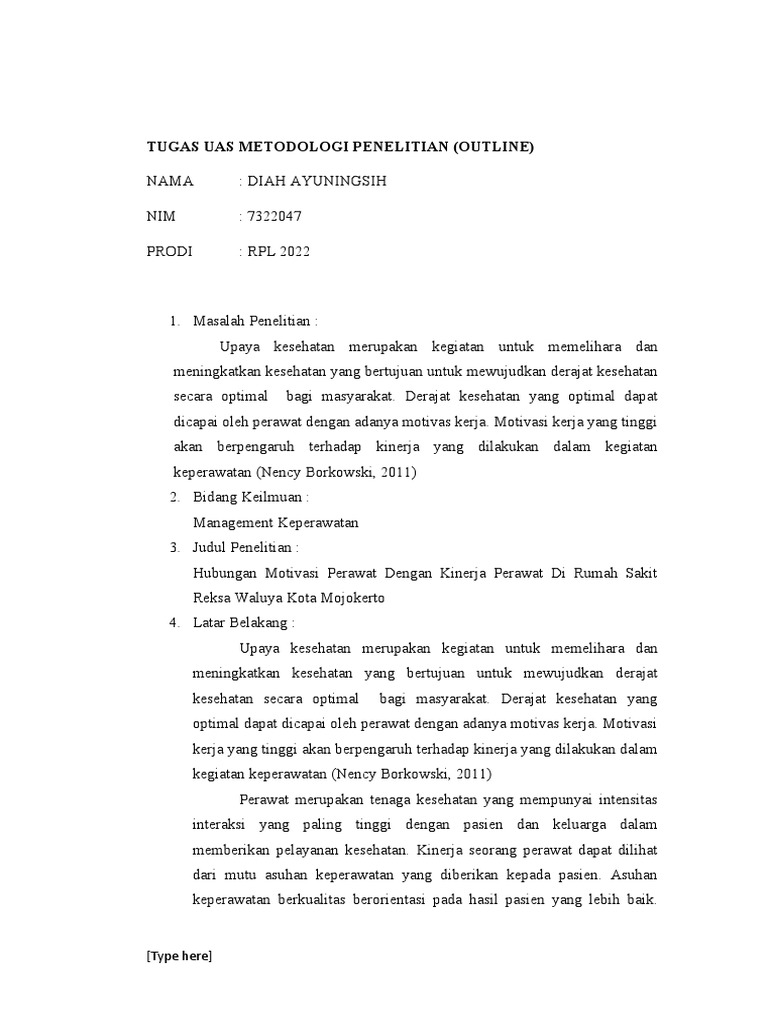 Outline Uas Metpen Pak Nas | PDF