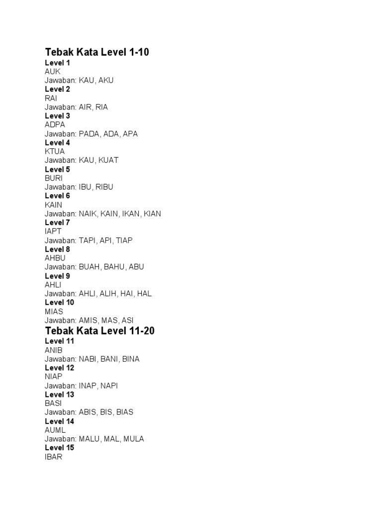 Tebak Kata Level 1-1333 | PDF