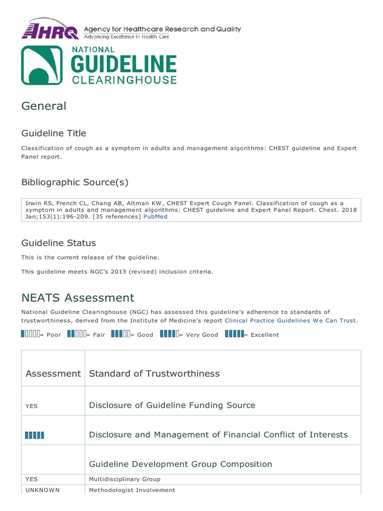Classification of Cough As A Symptom in Adults and Management ...