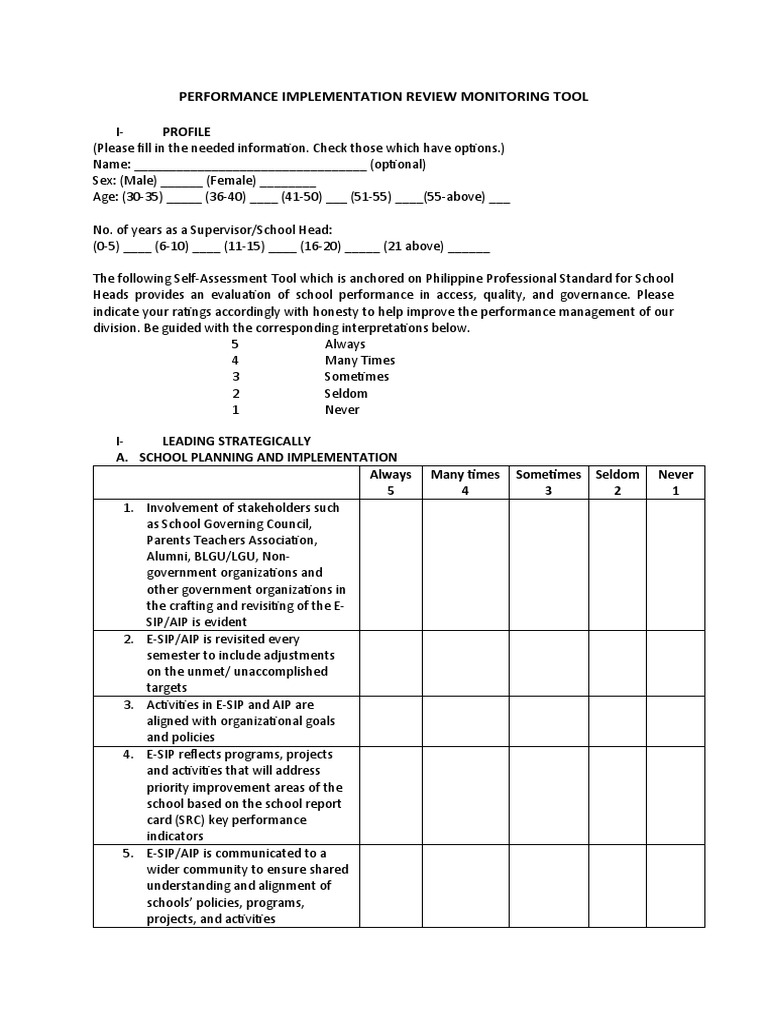 Performance Implementation Review Tool | PDF | Business