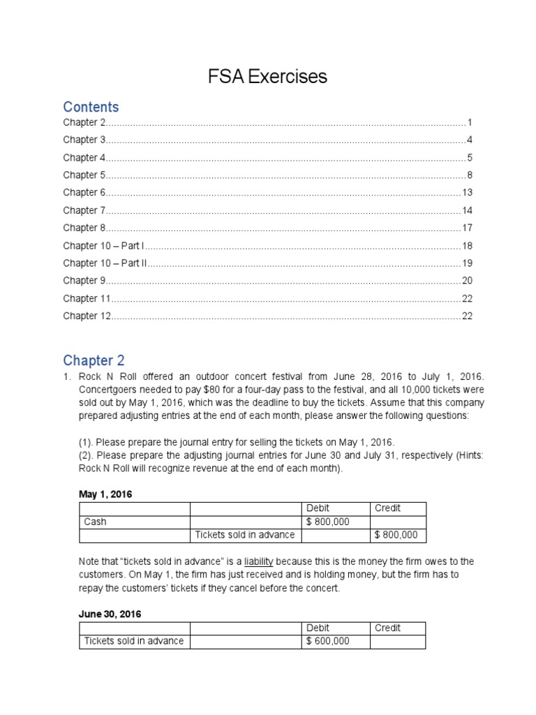 FSA Exercises | PDF | Debits And Credits | Equity (Finance)