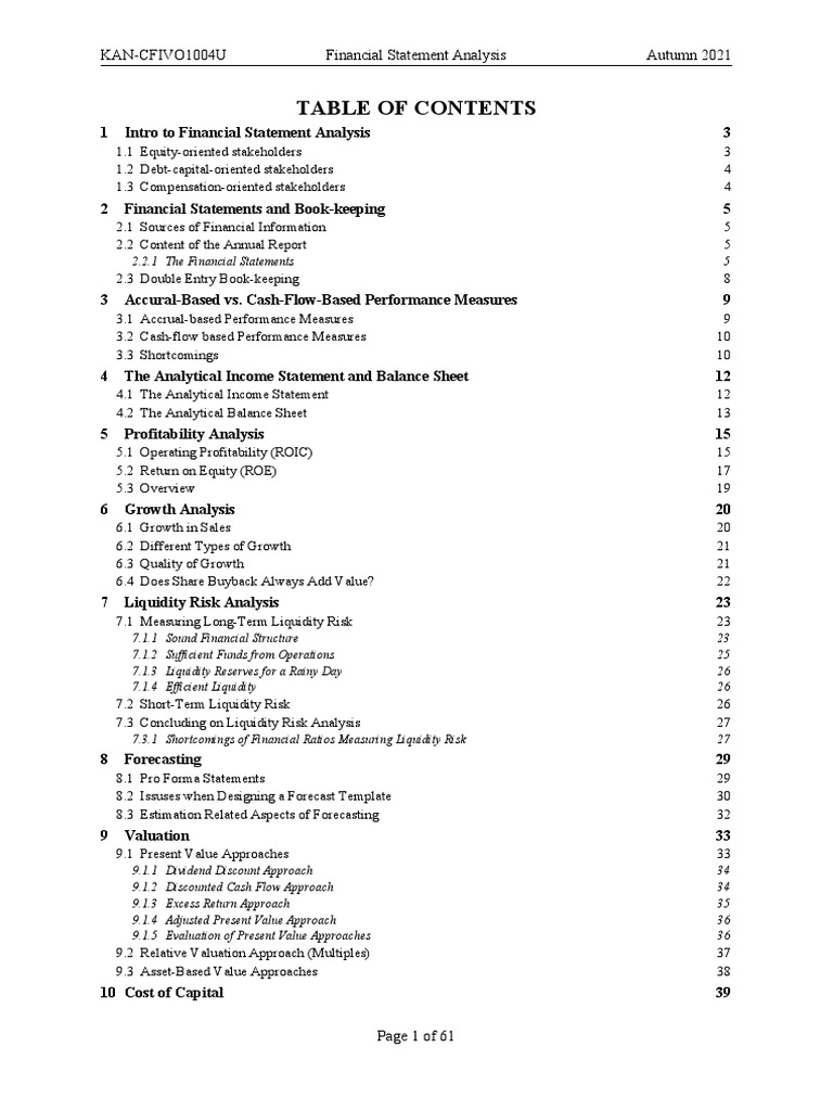 Notes Financial Statement Analysis Pdf Debits And Credits
