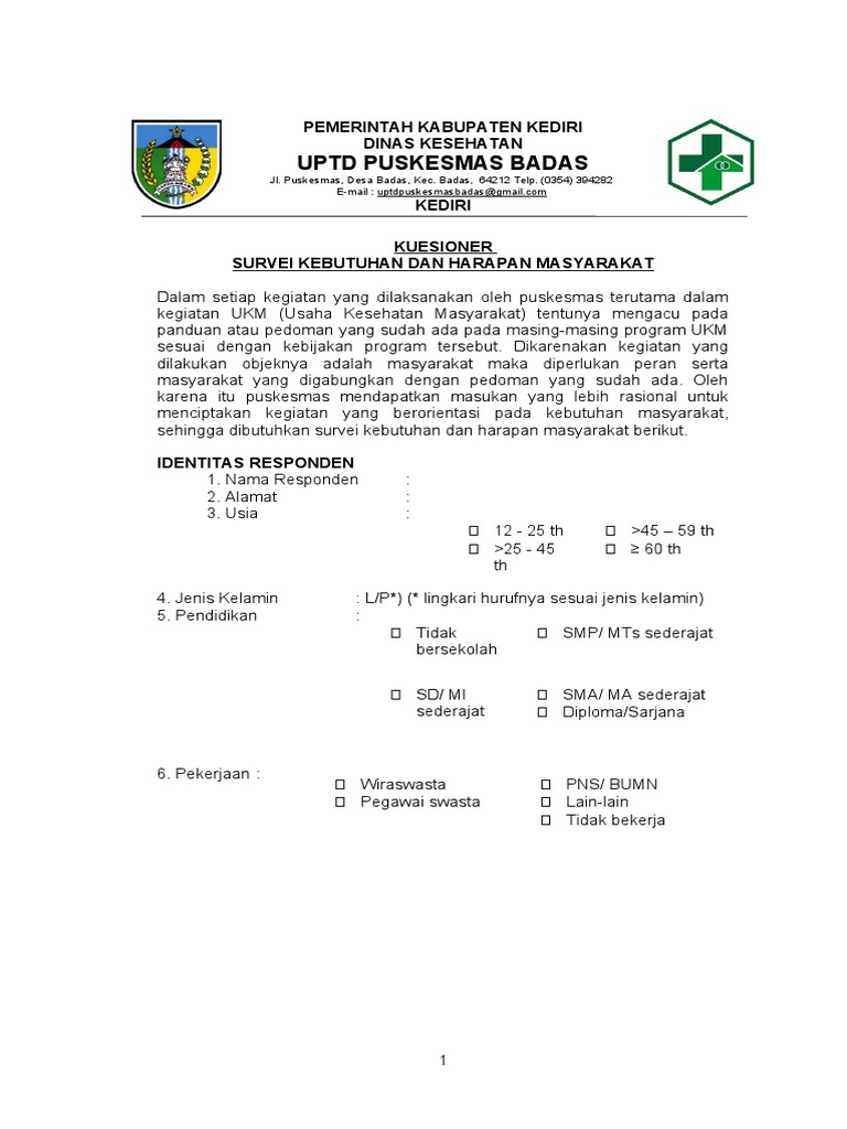 KUESIONER SHKM TAHUN 2023 edit | PDF