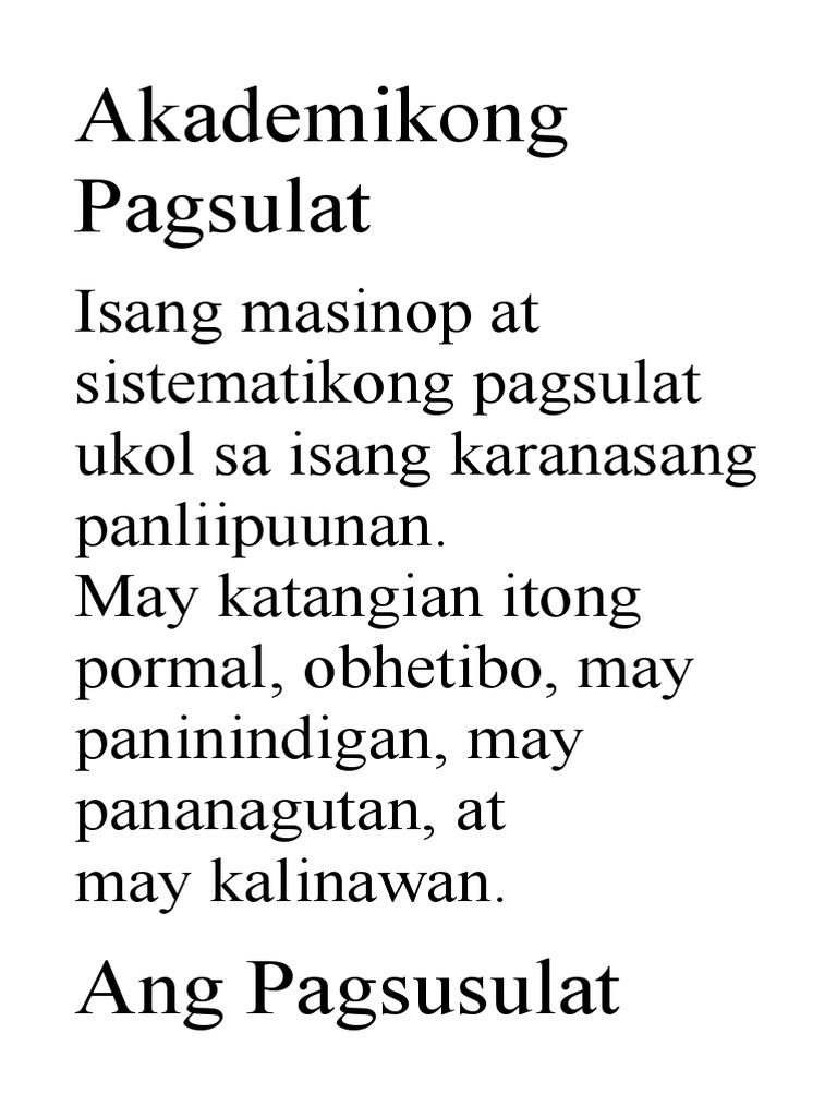 Akademikong Pagsulat | PDF