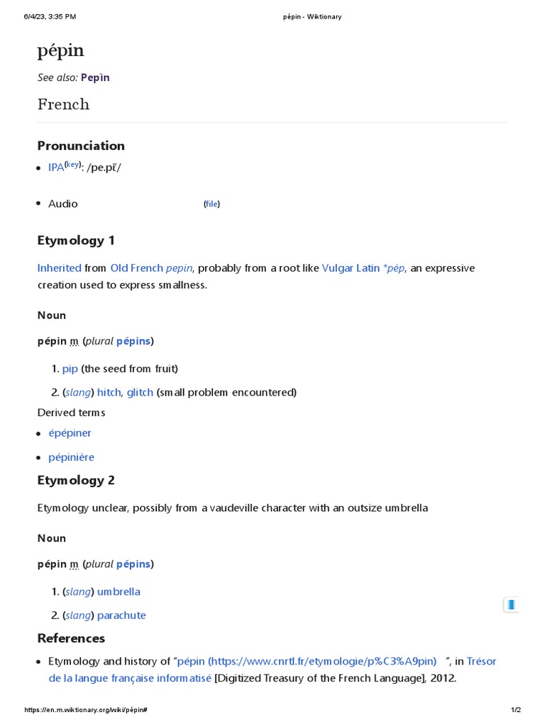 Pépin - Wiktionary | PDF
