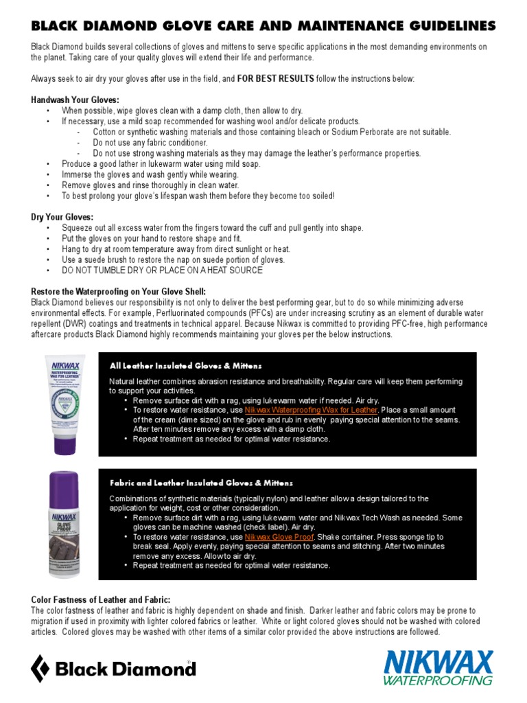 Glove Care Instructions | PDF | Glove | Textiles