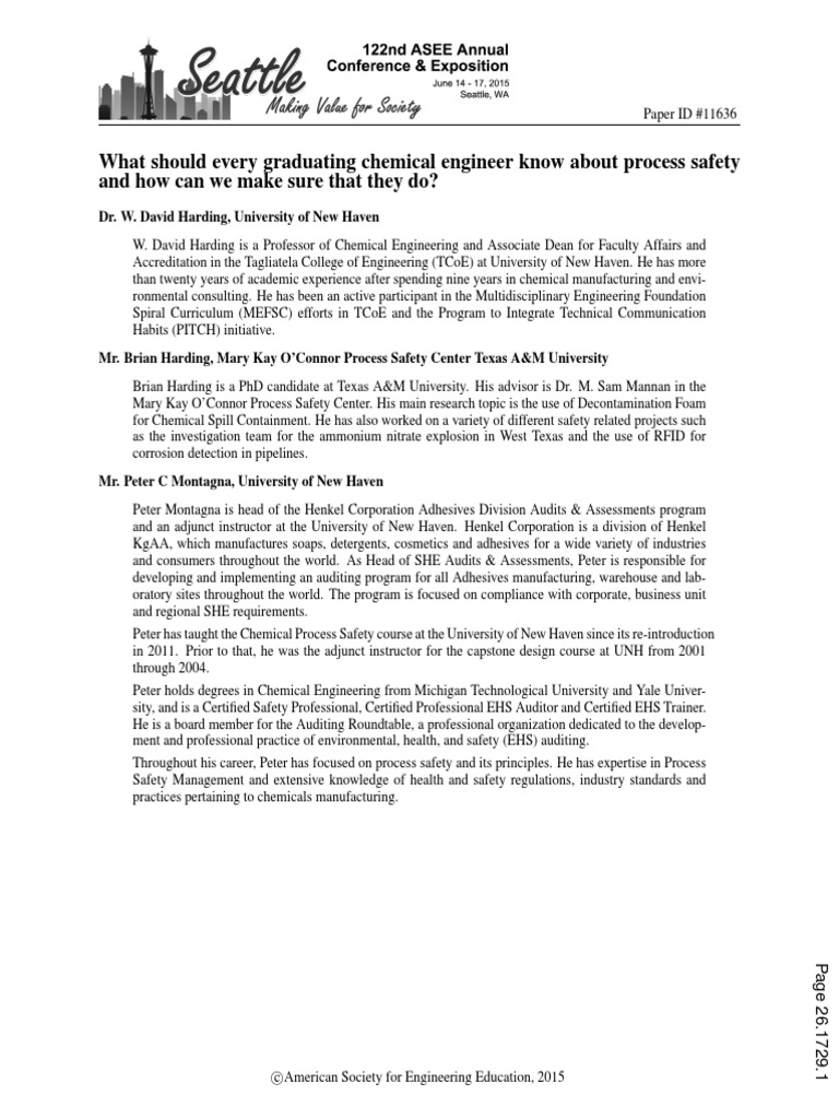 Teaching Process Safety in Chemical Engineering | PDF | Chemical ...