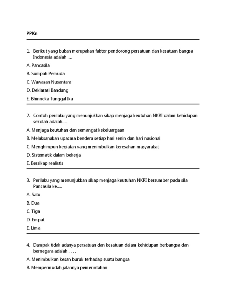 SOAL PPKN Kelas XI SISWA | PDF