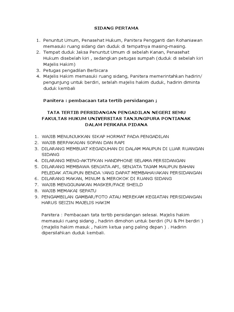 Contoh Skenario Untuk Praktek Peradilan Pidana | PDF