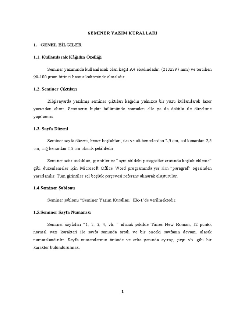 Seminer Yazım Kuralları Kılavuzu - 2021 - PDF | PDF