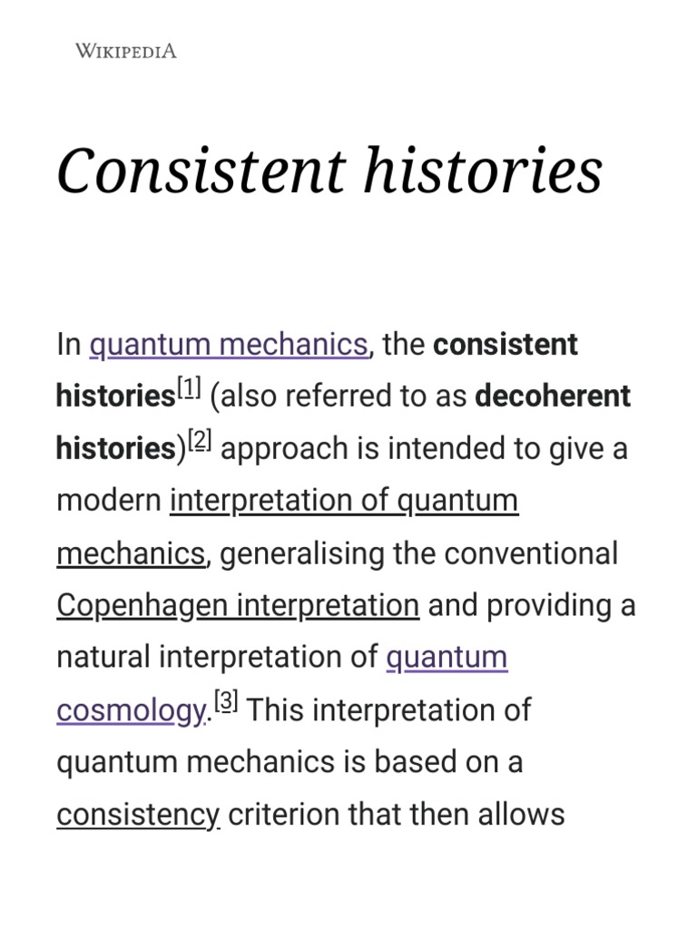 Consistent Histories in Quantum Mechanics | PDF | Social Science | Science & Mathematics