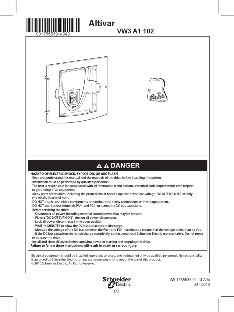 VW3A1102 Datasheet | PDF | Capacitor | Voltage