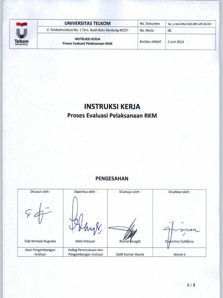 IK Proses Evaluasi Pelaksanaan RKM | PDF