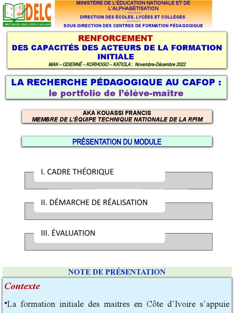 Portfolio De L élève Maître Au Cafop Pdf