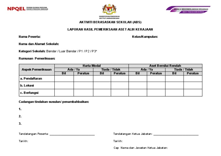 Template Laporan Pemeriksaan Aset_ABS (1) | PDF
