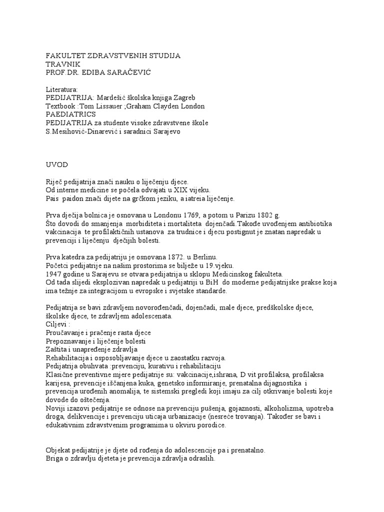 Travnik Pedijatrija | PDF