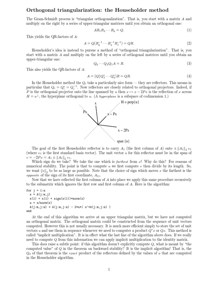 Orthogonal Triangularization | PDF