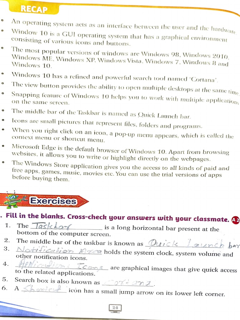 Class 4 Ch-2 Operating System - Desktop Management Exercise and ...