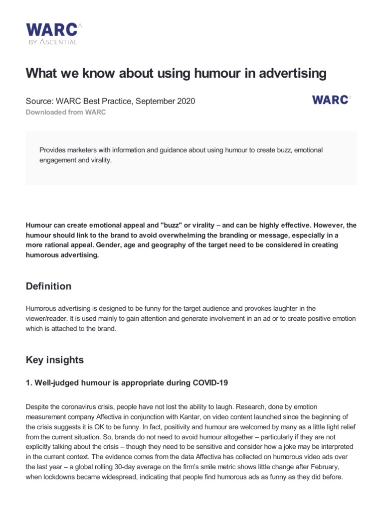 Using Humour in Ads 2 | PDF | Humour | Advertising