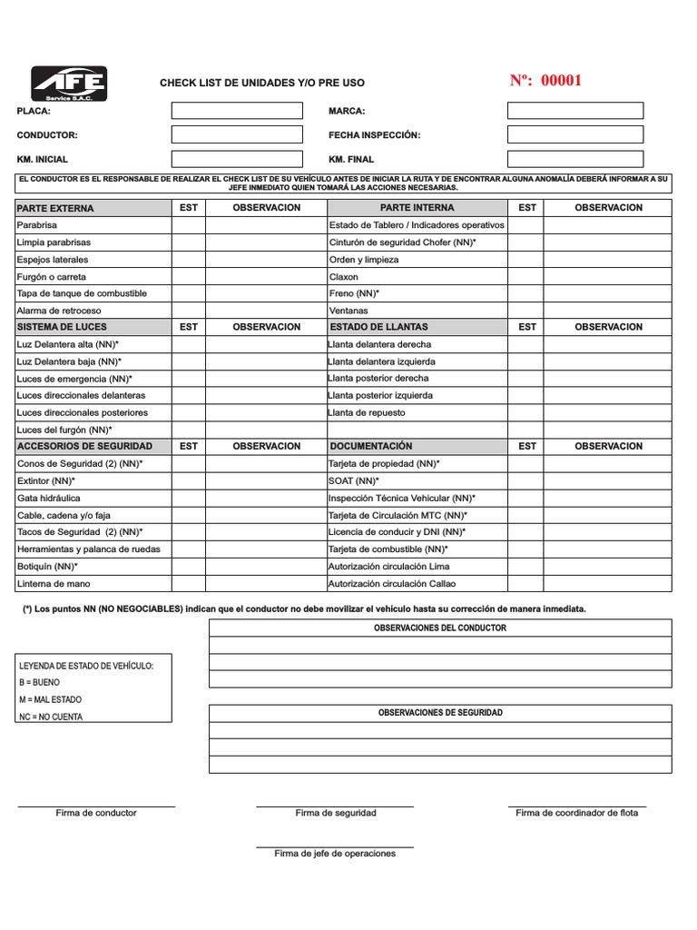 Formato Afe FINAL | PDF | Transporte privado | Estilos de carrocería