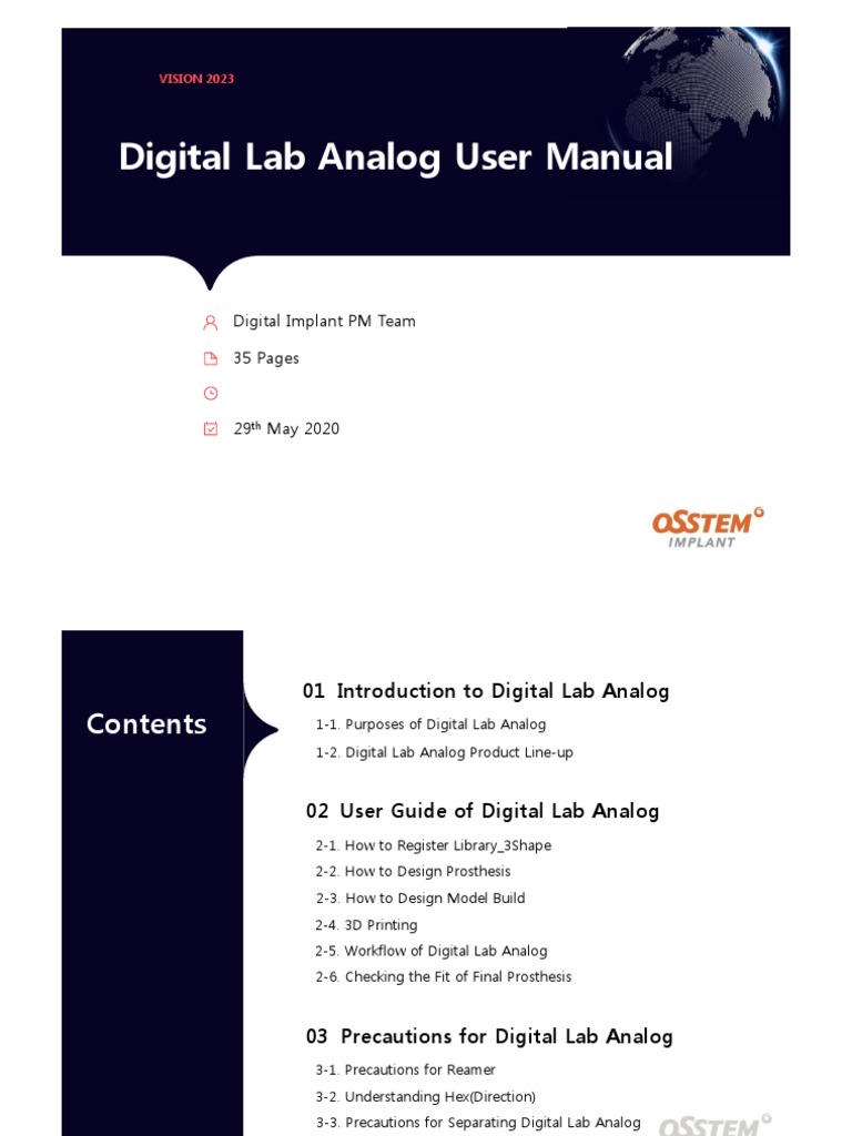 Digital Lab Analog Manual Eng Pdf Prosthesis 3 D Printing