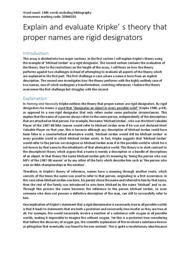 2.kripke S Rigid Designators | PDF | A Priori And A Posteriori ...