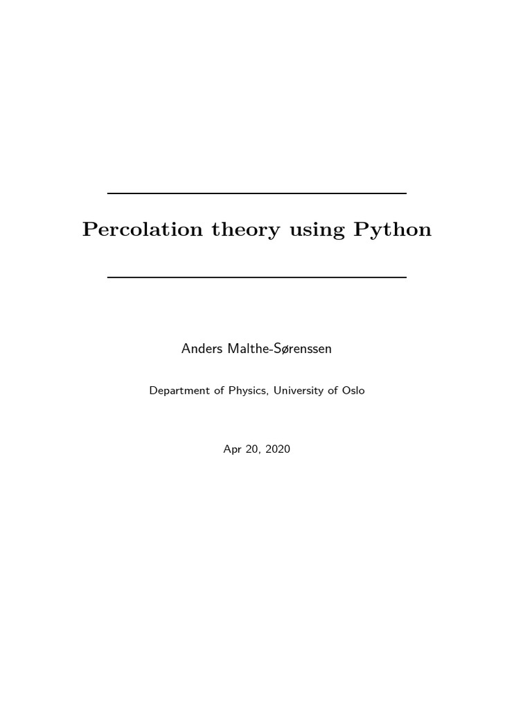 Percolation Theory in Python | PDF | Porosity | Physical Sciences Percolation Theory in Python | PDF | Porosity | Physical Sciences