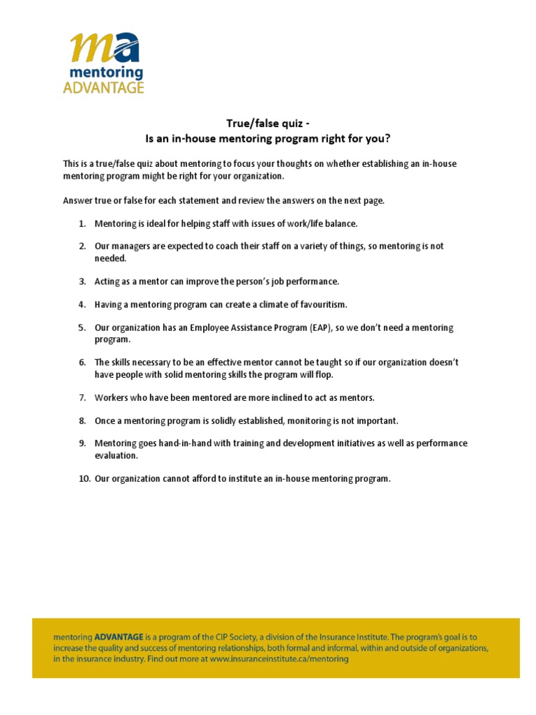 True or False Quiz For Organizations | PDF