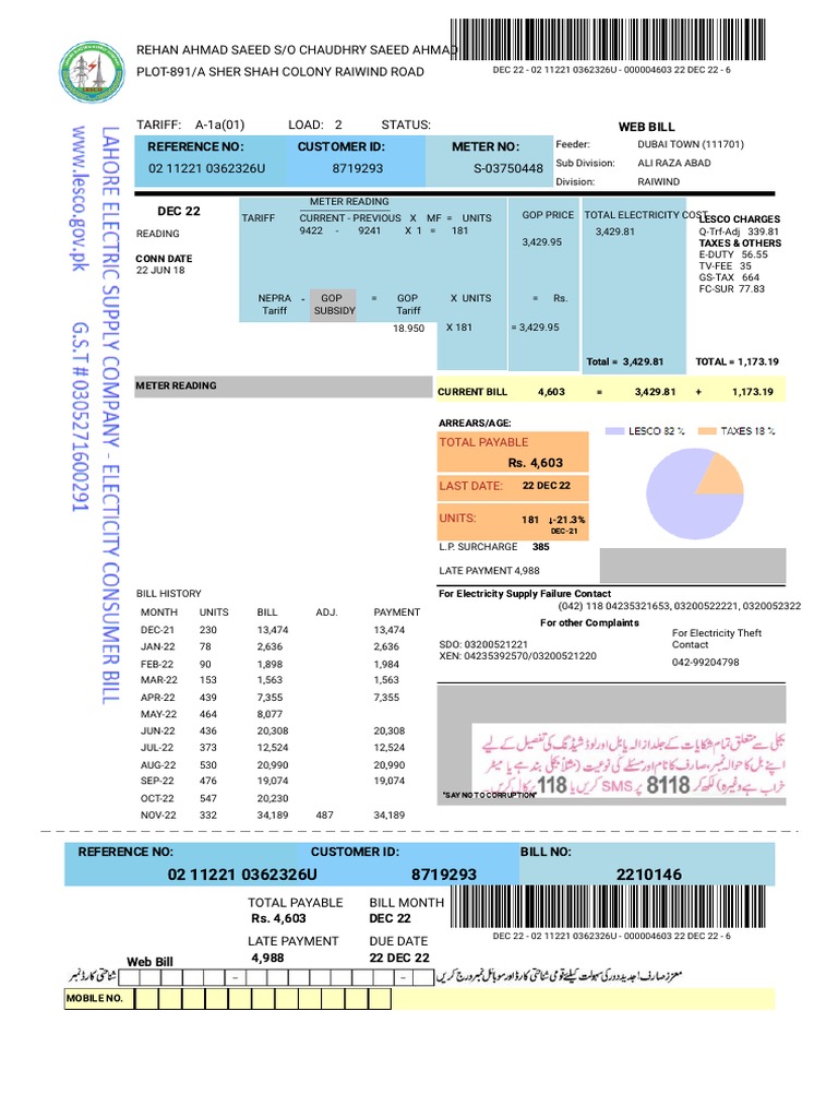 Lesco - Web Bill | PDF
