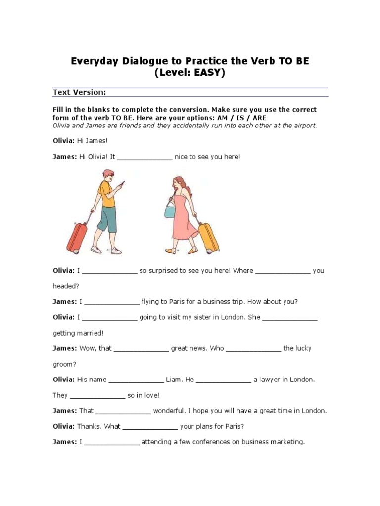 Everyday Dialogue To Practice The Verb To BE - Level - EASY 28 04 2023 ...