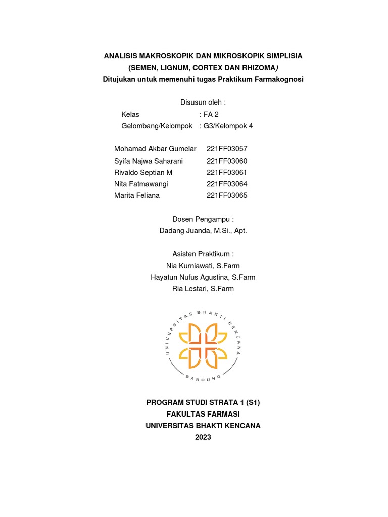 Laporan Modul 5 Farmakognosi (Kel4 - G3) | PDF | Sains & Matematika