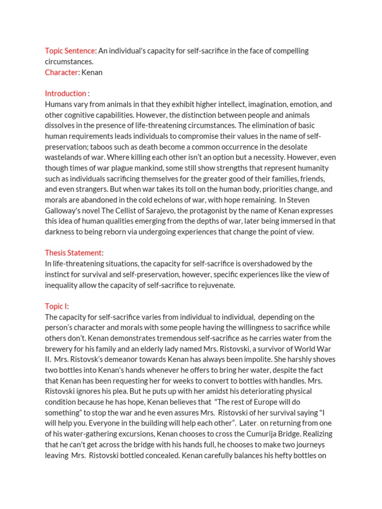 Cellist of Sarajevo Kenan CRT Idea | PDF