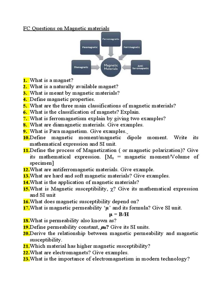 Magnetic Materials: Properties & Classifications | PDF | Magnetic Field ...