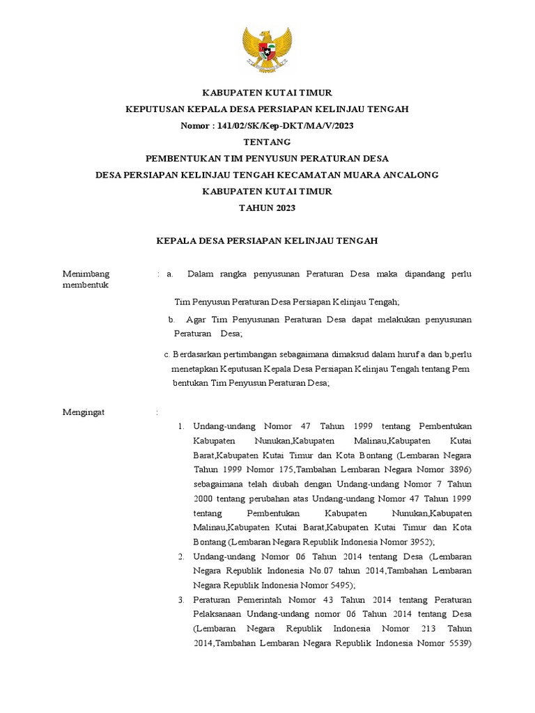 SK Penyusunan Perdes | PDF