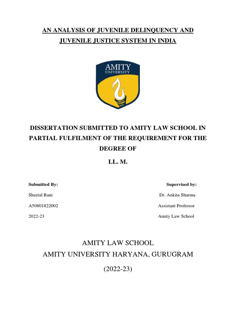 Sheetal Dissertation | PDF | Juvenile Delinquency | Juvenile Court